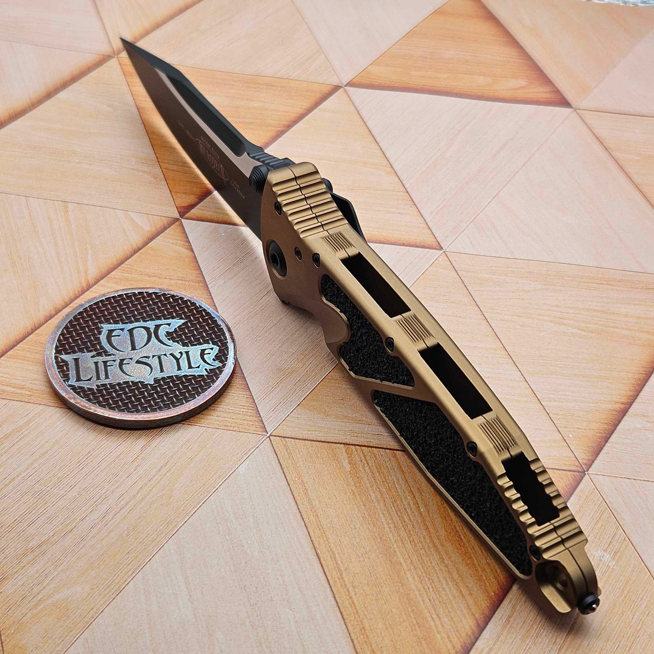 Microtech Socom Elite Manual 160-1TA Tan Single Edge Black Standard ...
