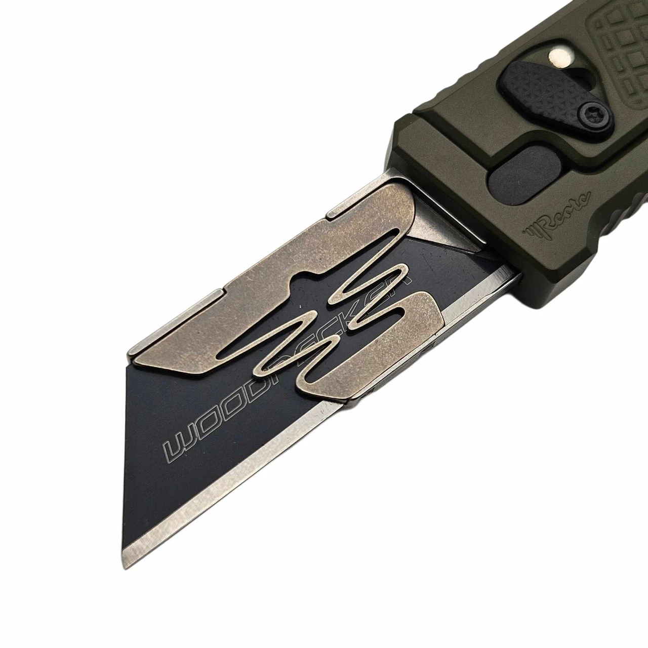Reate Knives EXO-U Gravity Knife Diamond OD Green Aluminum (2.3" Utility)