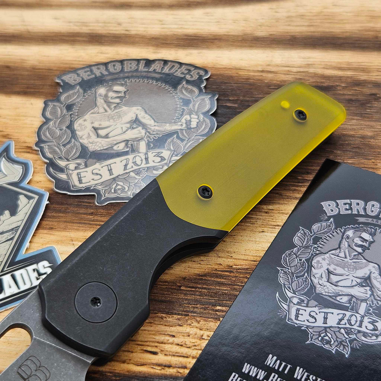 Berg Blades Sweeney Titanium Folder Ultem Inlay 3.35" Acidwash ...