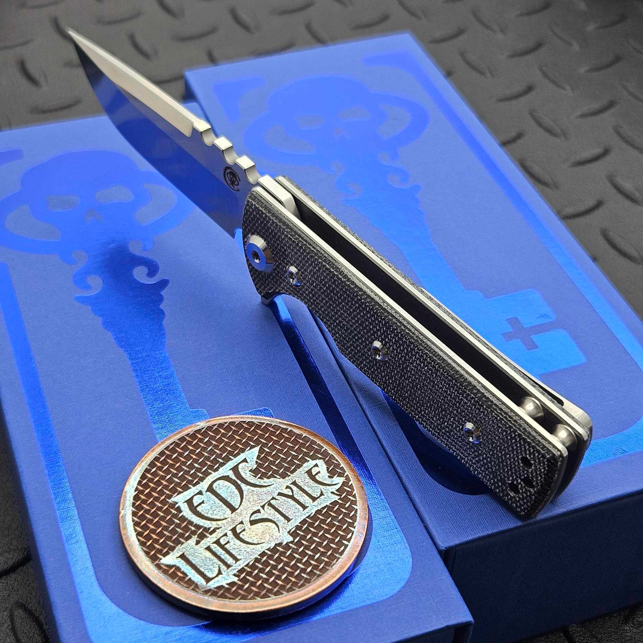 Chaves Knives Blue Label T.A.K. Redencion Black Micarta 2.75" Drop ...
