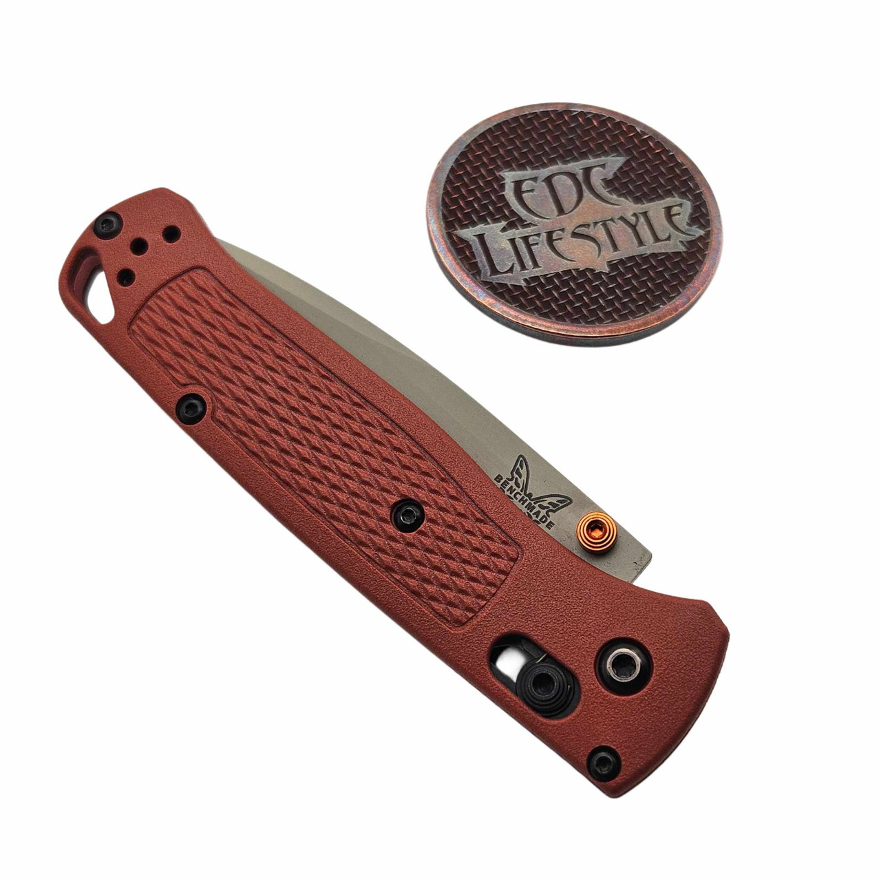 Benchmade Bugout Rust Orange Grivory Axis Lock Drop-Point 3.24" S30V ...
