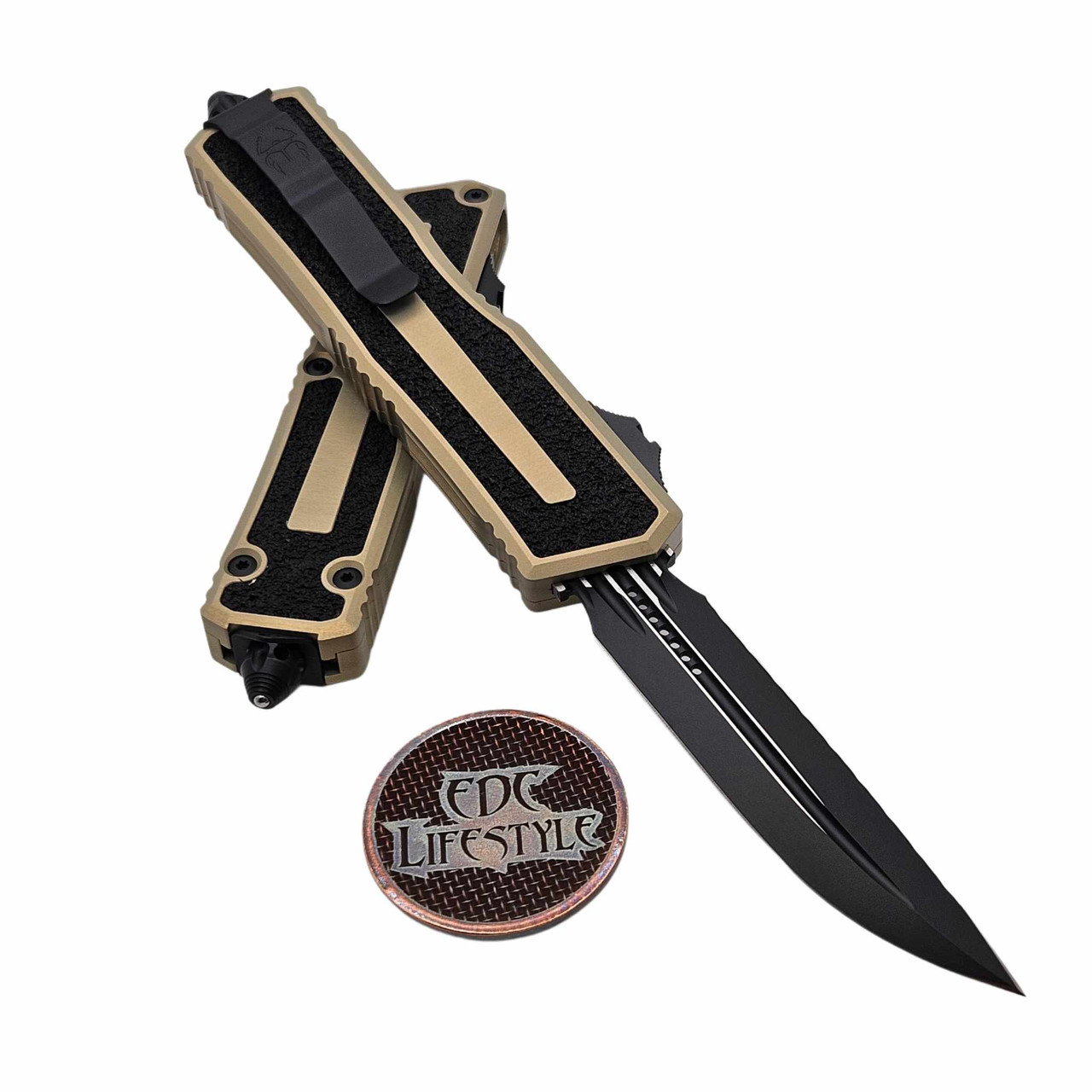 Microtech Scarab II D/E-S Full Serrated Gen III Sand Black Standard ...