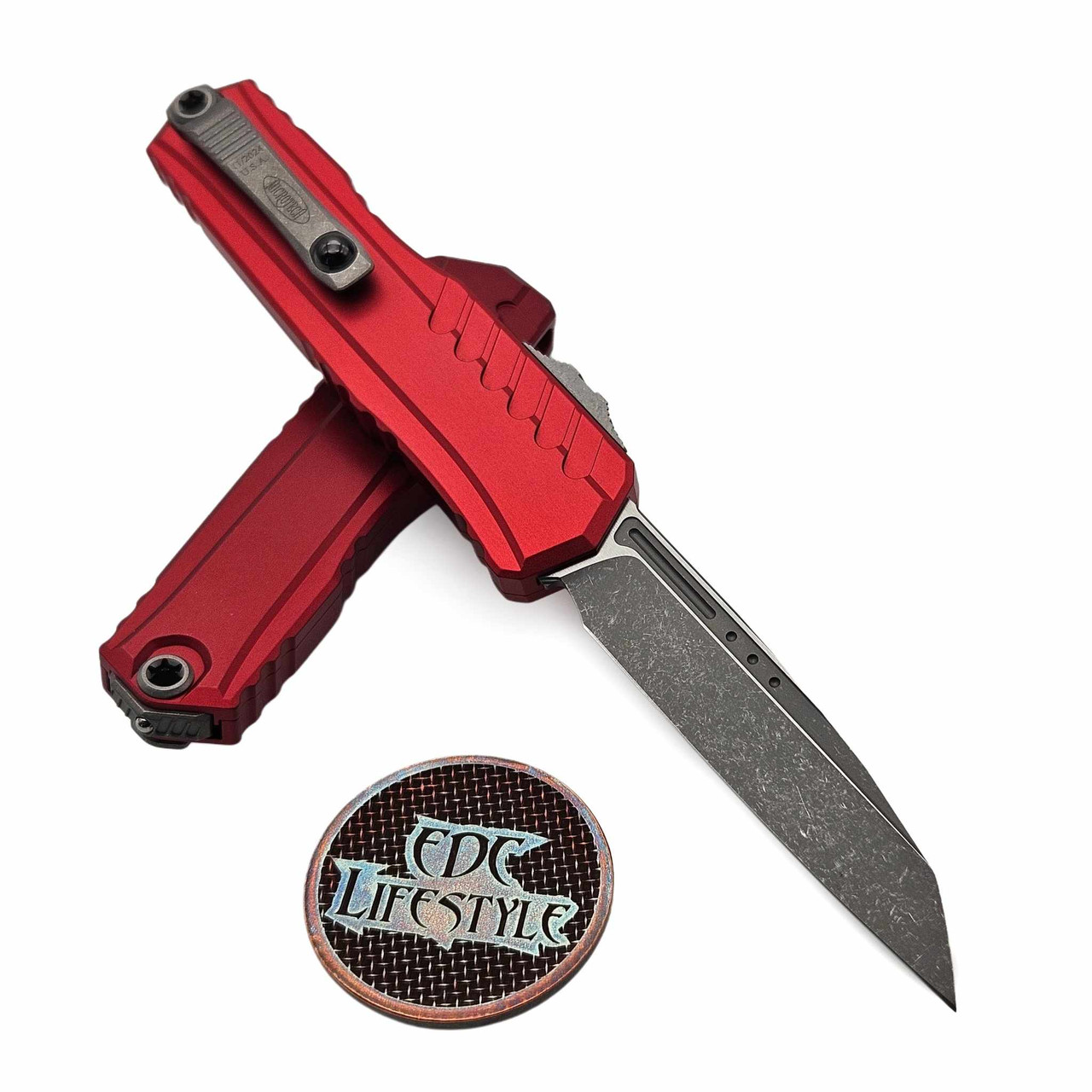 Microtech Cypher II 1241-10APRD Red Anodized Apocalyptic Standard