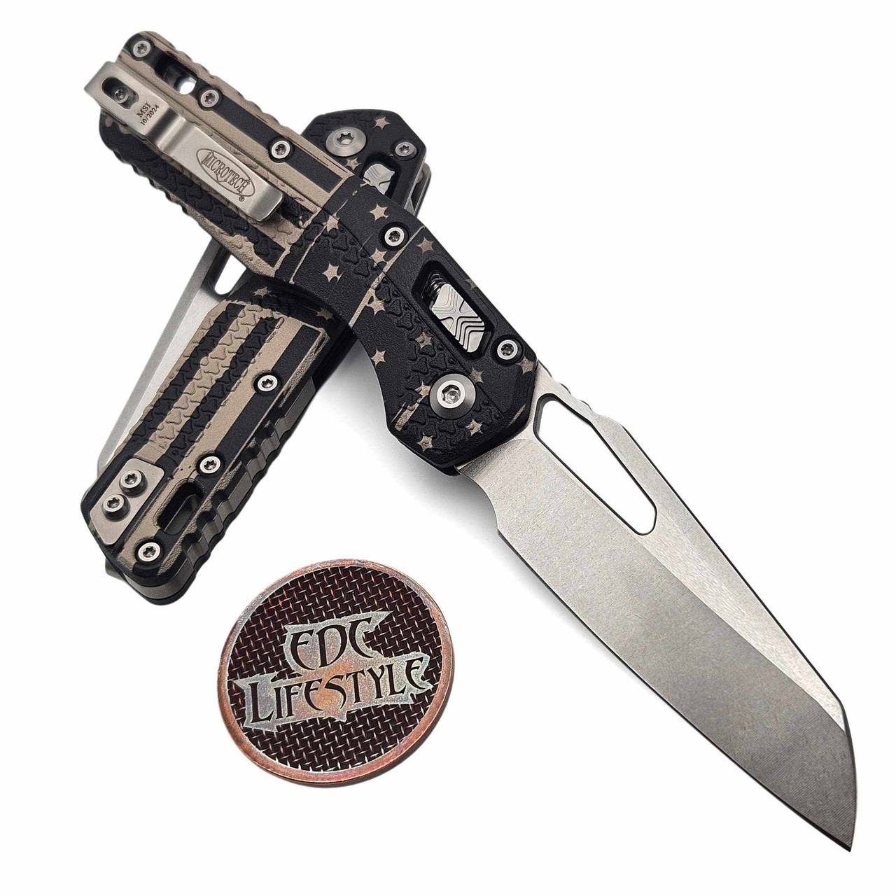 Microtech MSI Ram-Lok S/E Tri-Grip Polymer Black Stonewash 210T-10PMFLAG