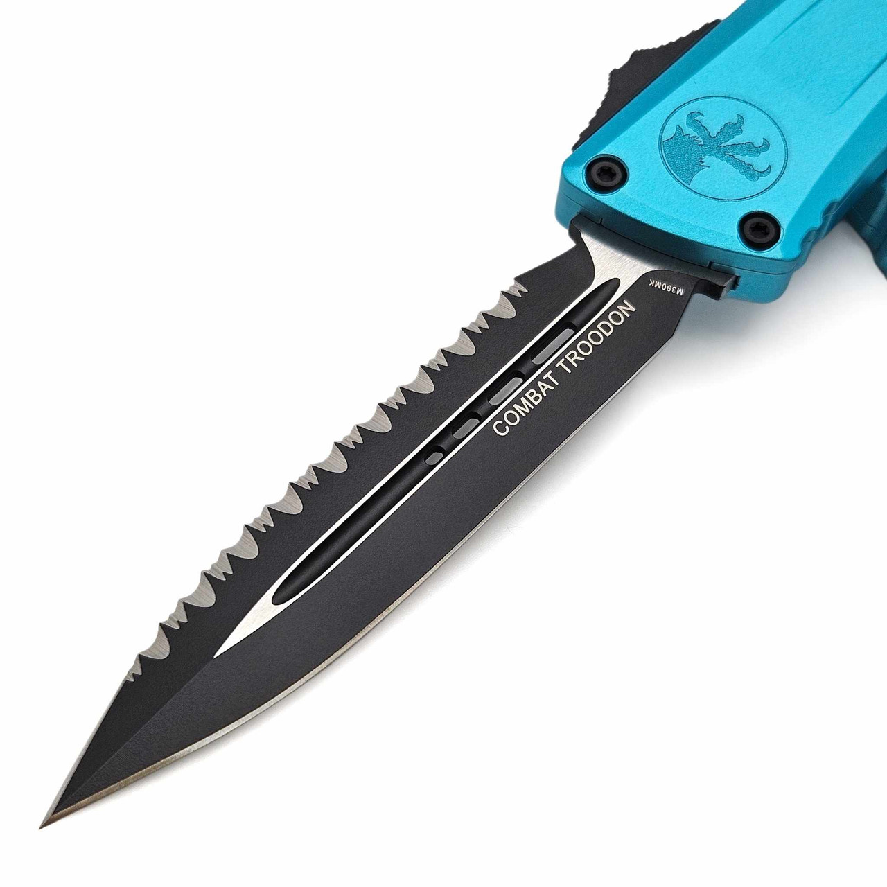 Microtech Combat Troodon Generation III 1142-3TQ Turquoise Double Edge Full Serrated Black Standard