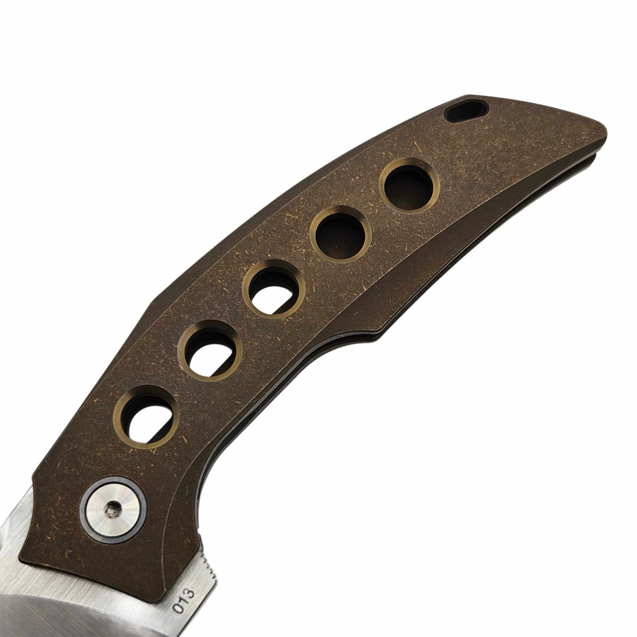 Reate Velocity Titanium Folder w/Bronze Holes Belt Satin 3" Elmax Clip ...