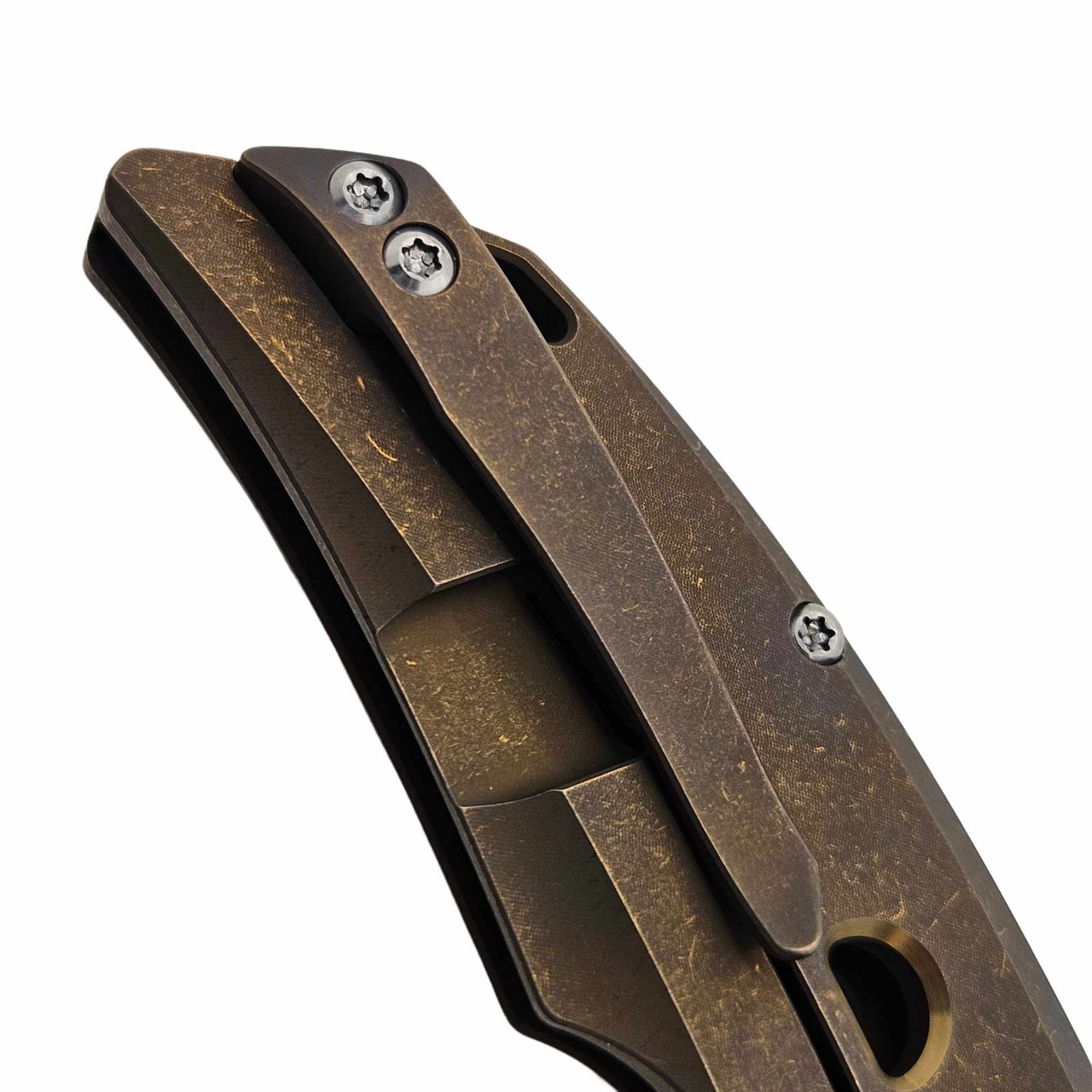 Reate Velocity Titanium Folder w/Bronze Holes Belt Satin 3" Elmax Clip ...