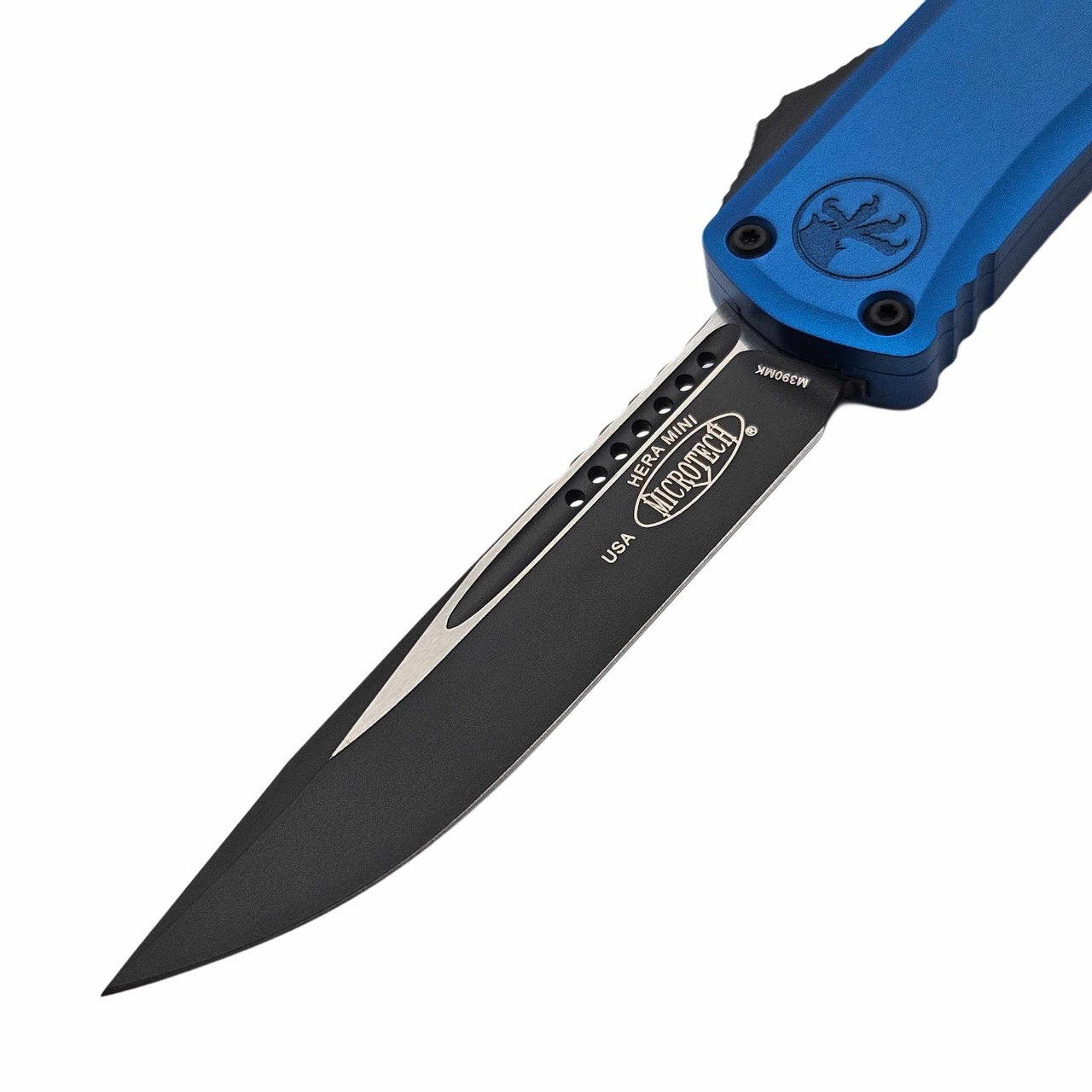 Microtech Hera II Mini Single Edge Blue 2.95" Black Standard 1703M-1BL