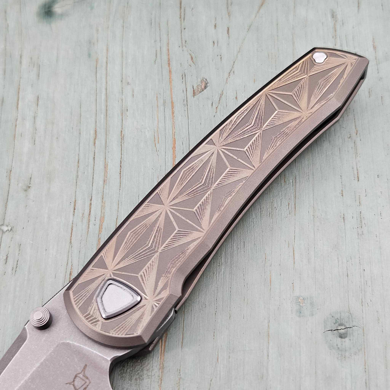 Sharknivco Waka EDC Lifestyle Exclusive Milling Gold Titanium Handles w ...