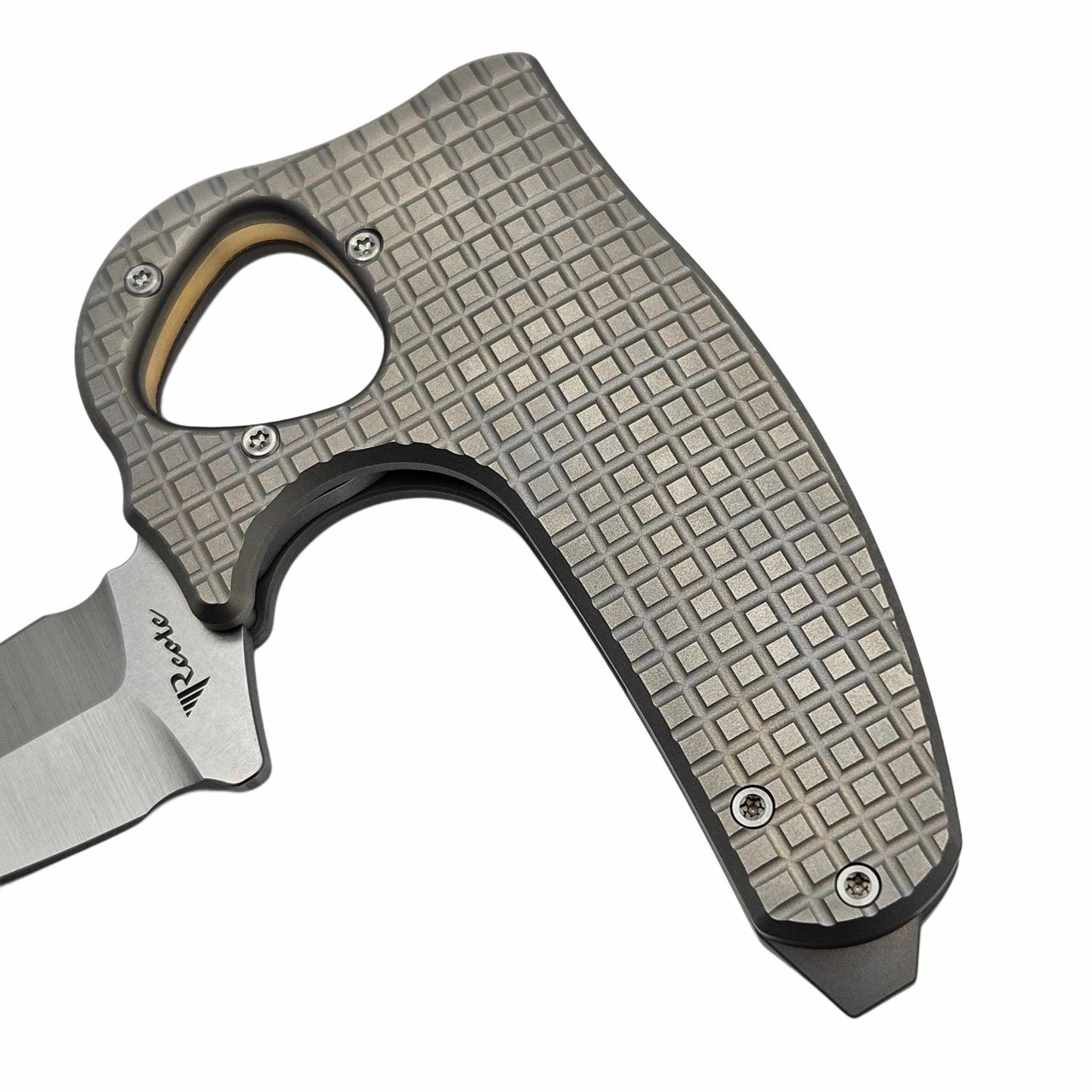 Reate Knives EXO-D Contoured Titanium Bead Blast Button Lock Folding ...