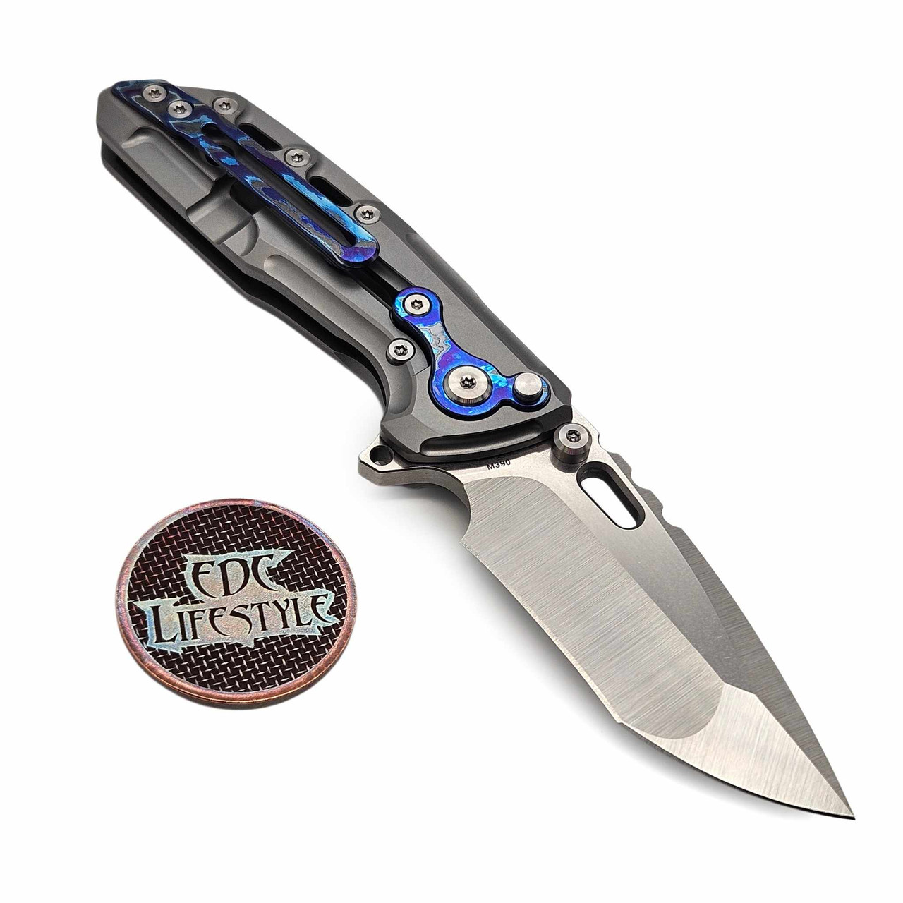 Reate Knives T1000-V2 Folding Knife Titanium Bead Blast Handle, Belt ...