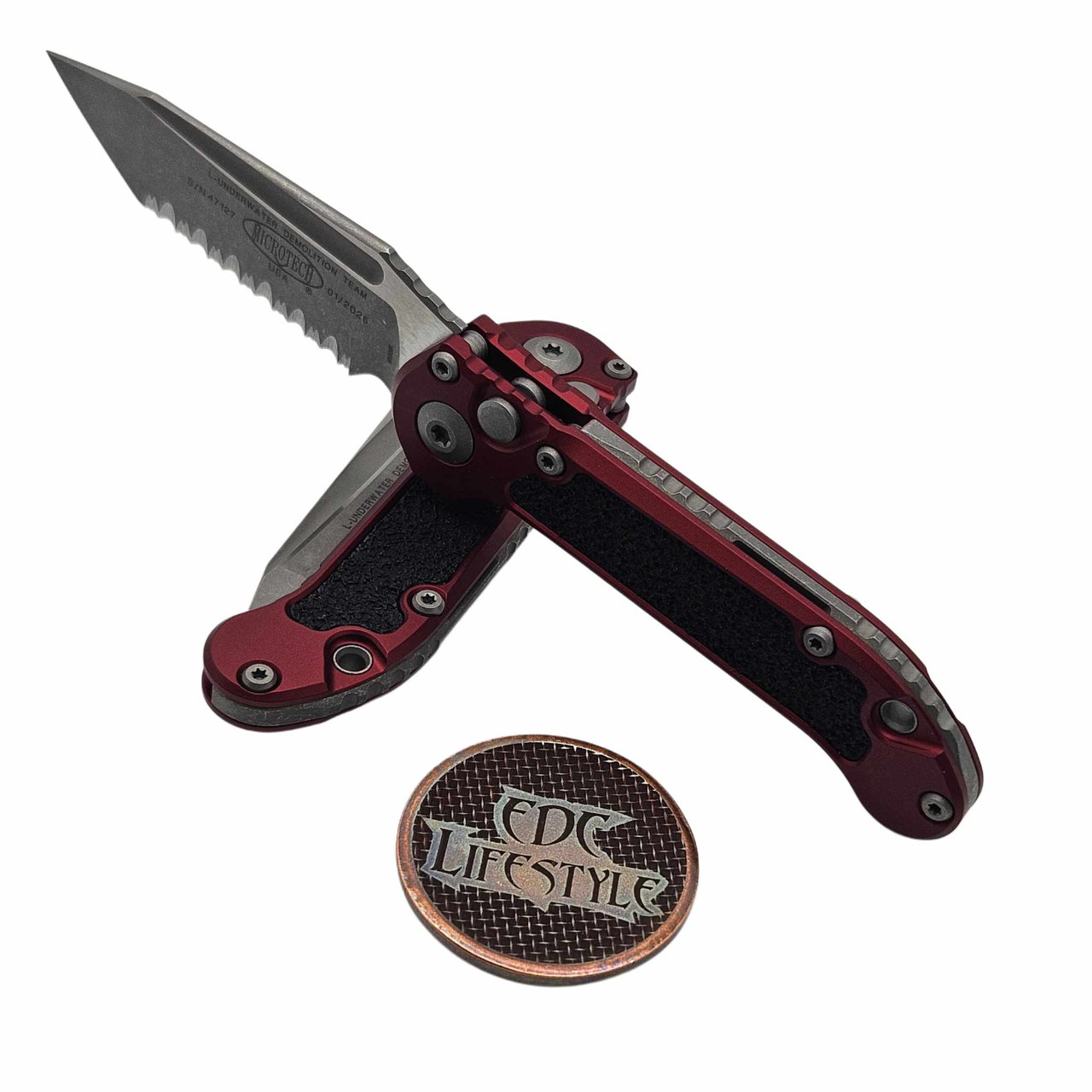 Microtech LUDT T/E Full Serrated Gen III 1136-12APMR Merlot Apocalyptic ...