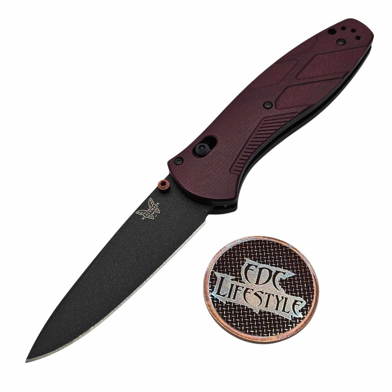 Benchmade Barrage AXIS Assist Redstone Richlite 3.6" S30V Drop-Point ...