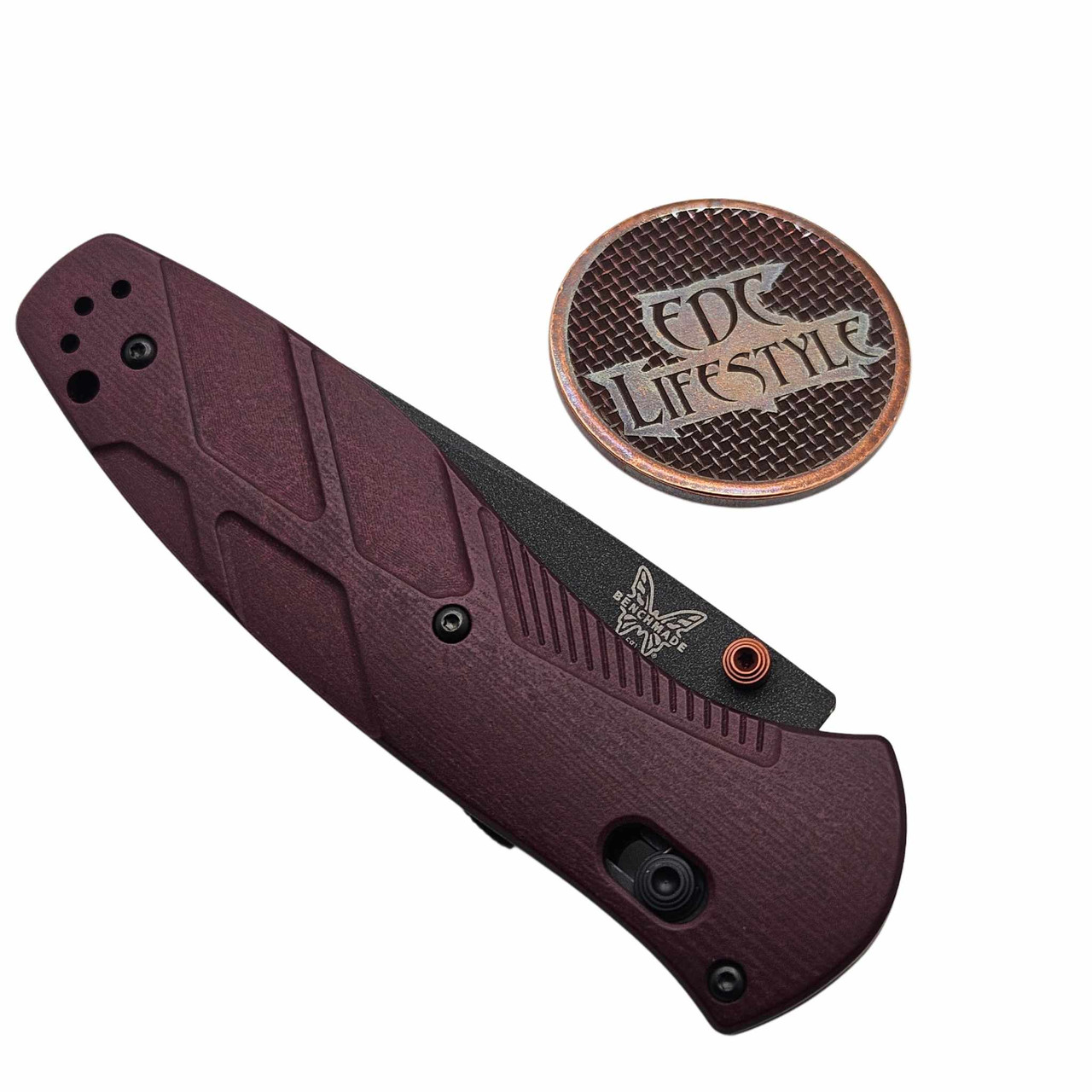 Benchmade Barrage AXIS Assist Redstone Richlite 3.6" S30V Drop-Point ...
