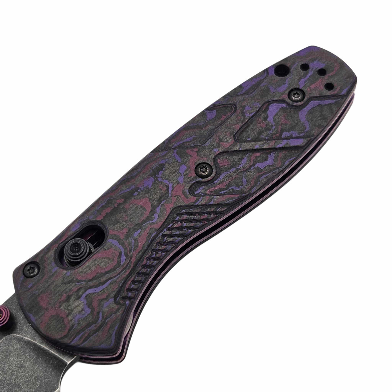 Benchmade Gold Class Mini-Barrage AXIS Assist Fat Carbon Purple Haze 2. ...
