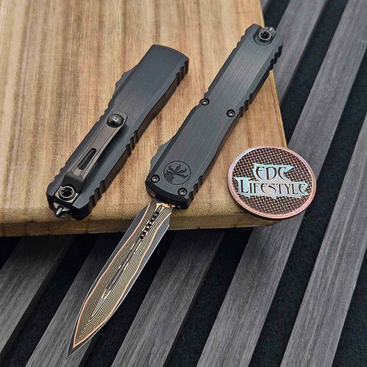 Microtech Ultratech Gen III ZBP Baker Forge Tigermai Damascus Double ...