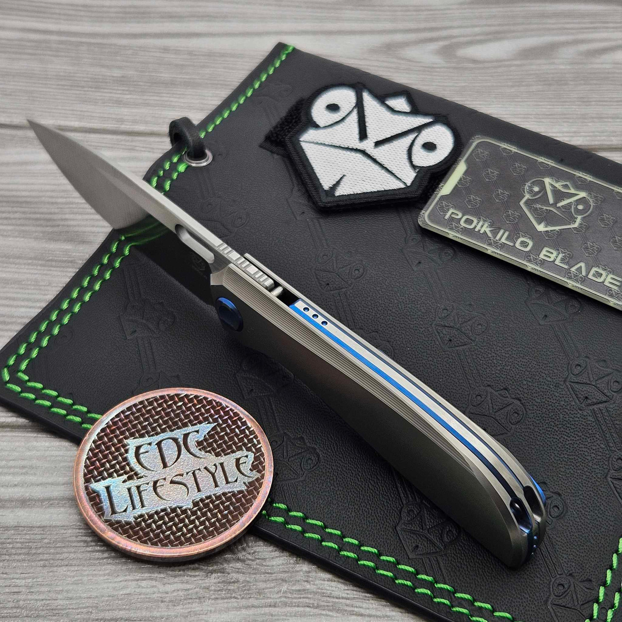 Poikilo Blade Gecko Standard 1.1 Titanium Folder 3.1" Belt Satin M398