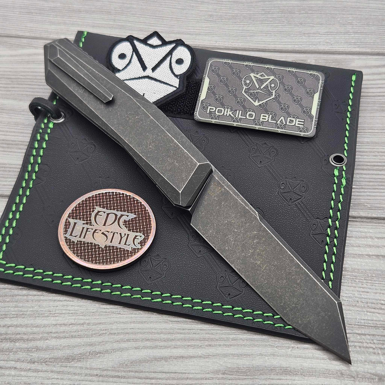 Poikilo Blade EDC Series Large Prism-S2 Flipper Dark Stonewash Titanium ...