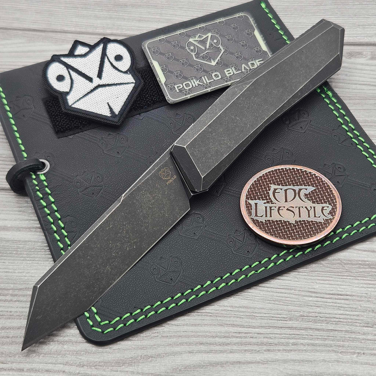 Poikilo Blade EDC Series Large Prism-S2 Flipper Dark Stonewash Titanium ...