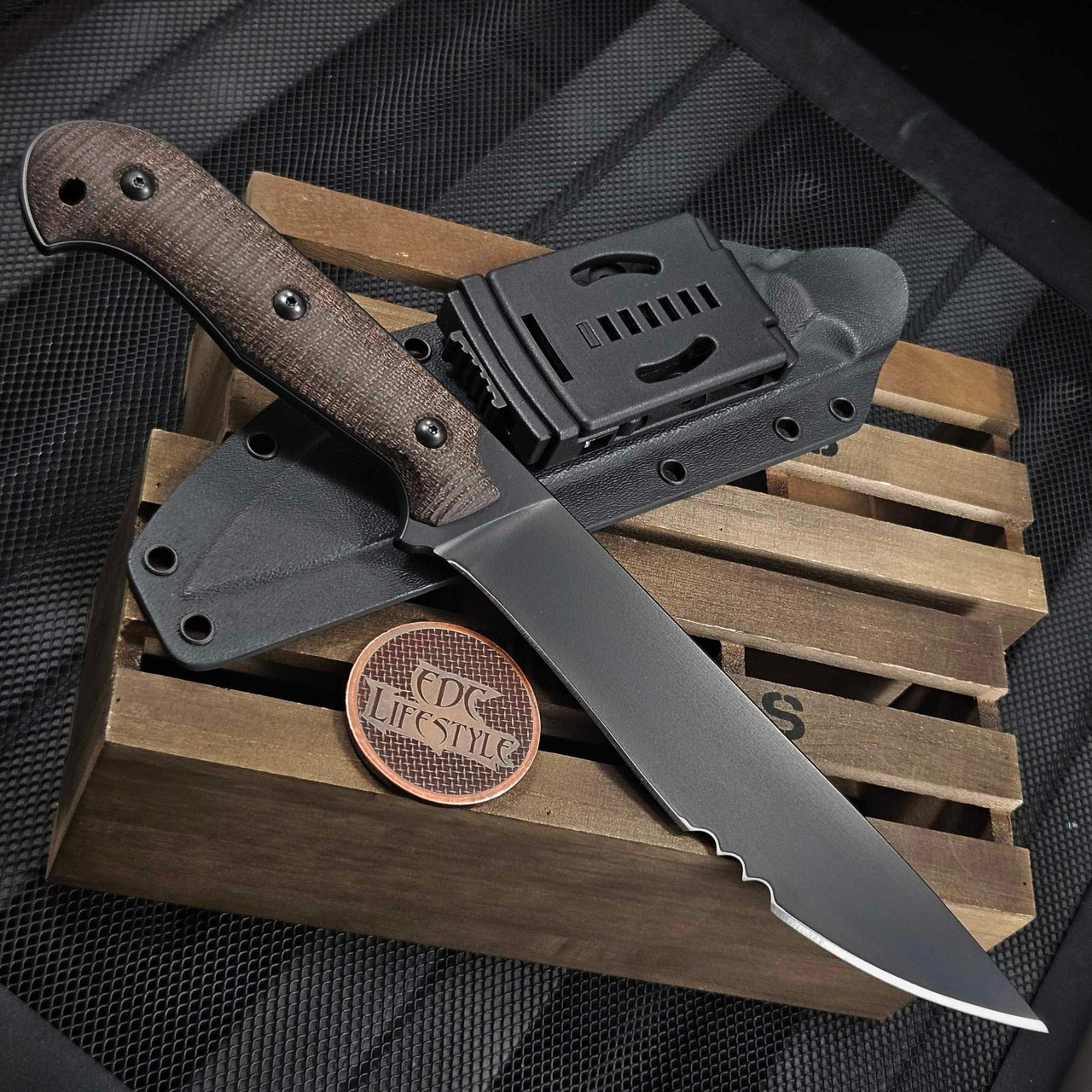 Bastinelli Knives Silence Large Green Micarta 7.25" Serrated Idroglider ...