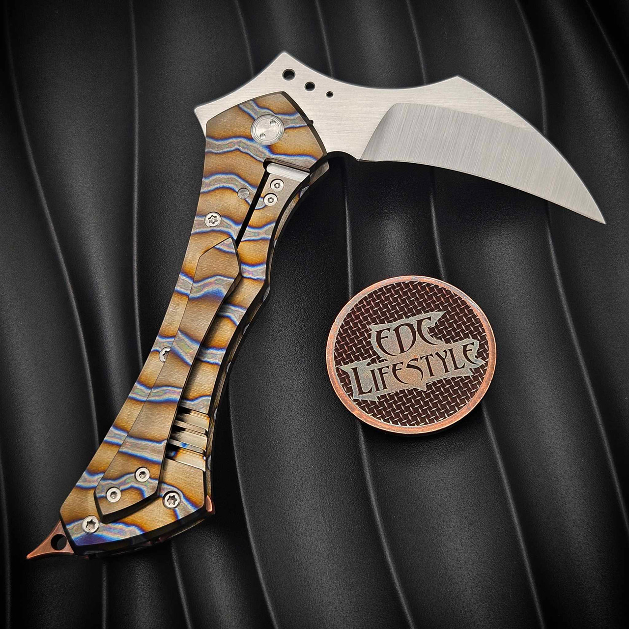 Sergey Rogovets Mini Grim Reaper Flamed Titanium Folder 3.1" Magnacut S ...