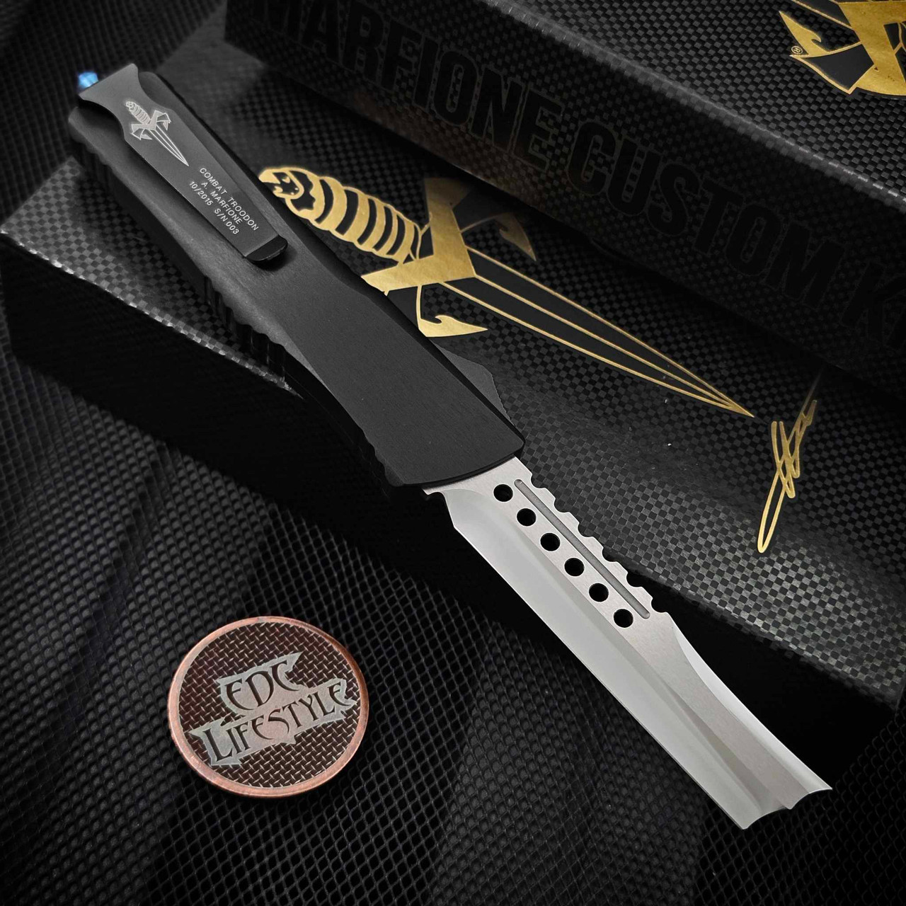 Marfione Custom Combat Troodon Mirror Polish Hell Hound Straight Razor ...