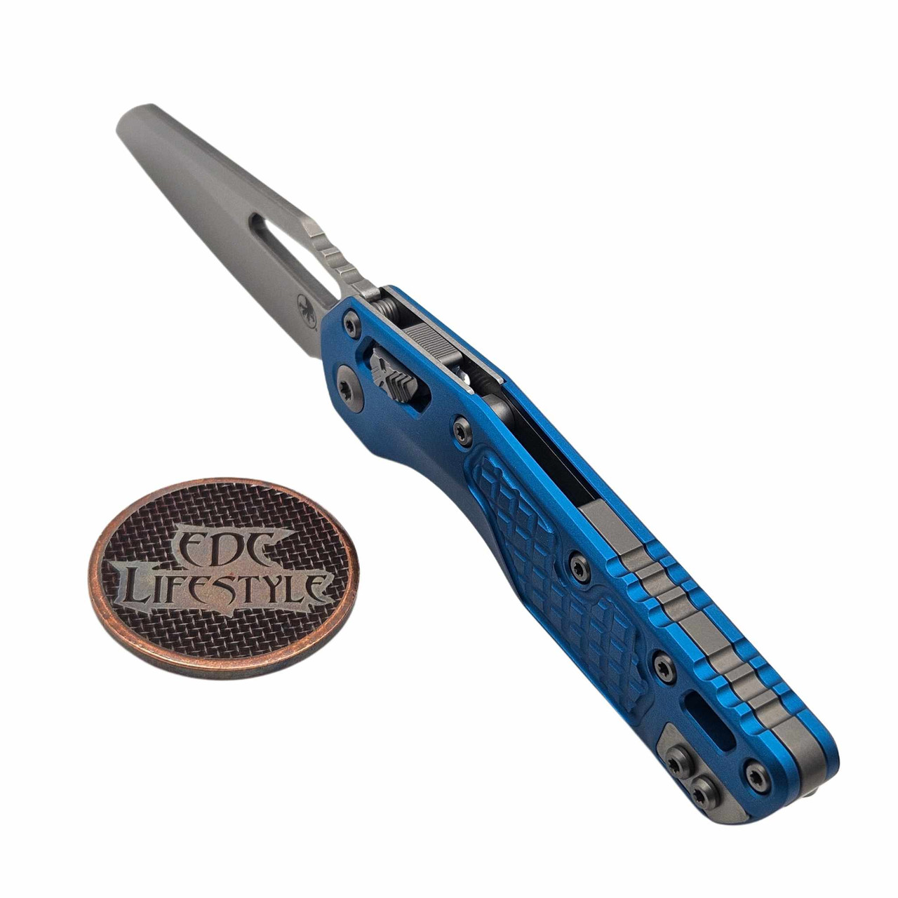 Microtech MSI S/E Blue Frag Aluminum Stonewash 210-10FRBL
