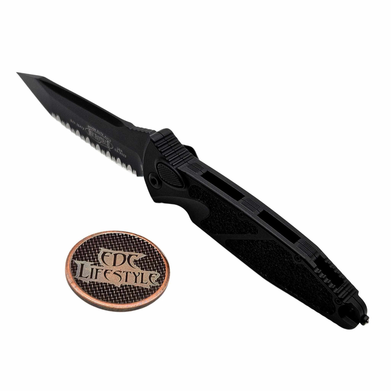 Microtech Socom Elite Auto 161A-3T-X4 Blackout Tanto Edge Full Serrated