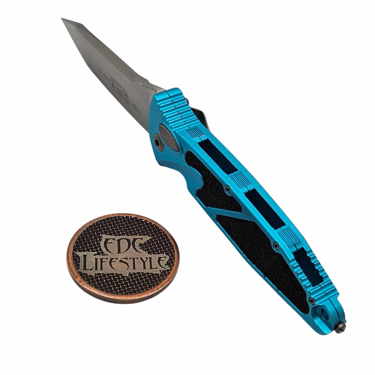 Microtech Socom Elite 161A-10TQ Turquoise Tanto Edge Auto Stonewash ...