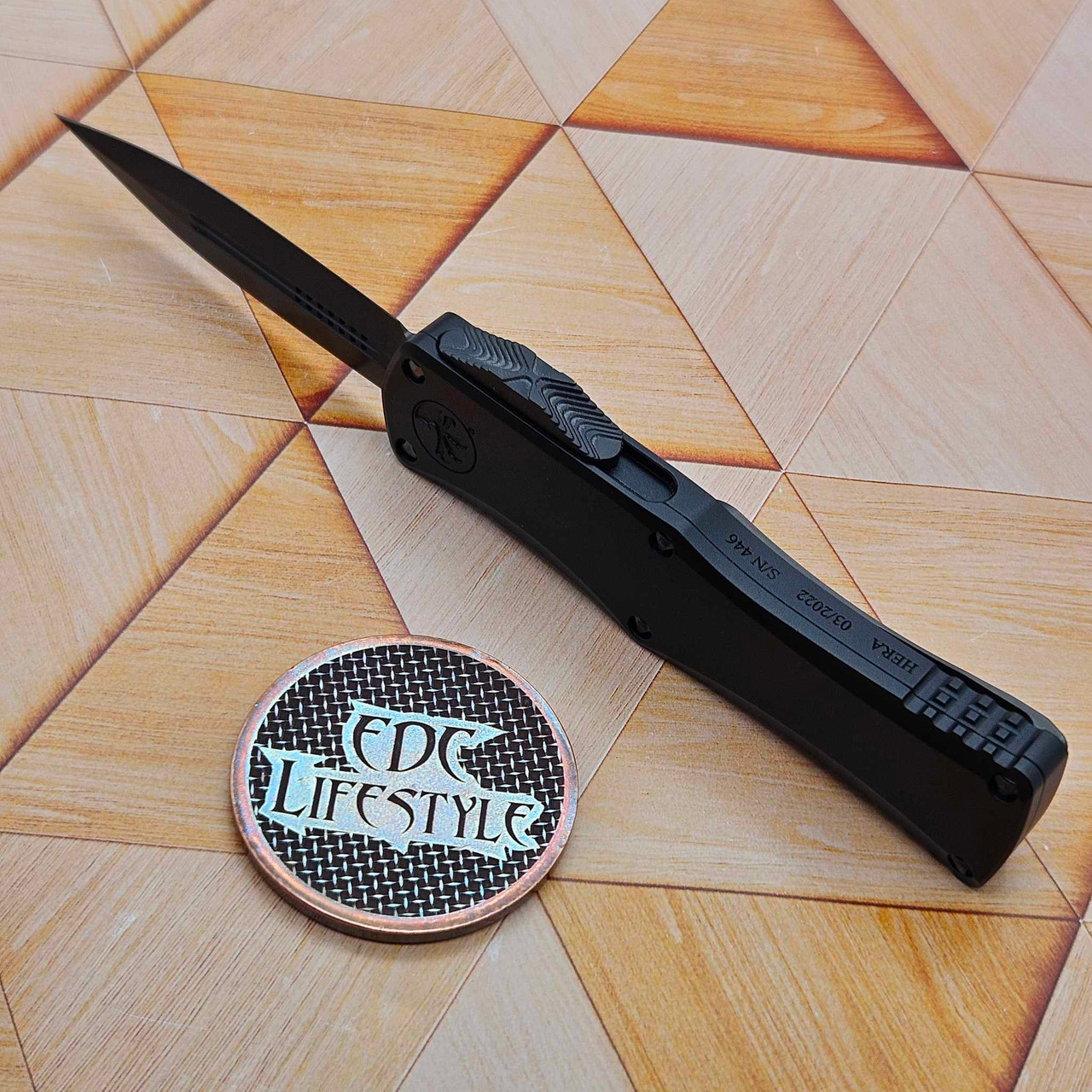 Microtech 702-1DLCTSH Black Tactical Hera Double Edge DLC Standard Deep ...