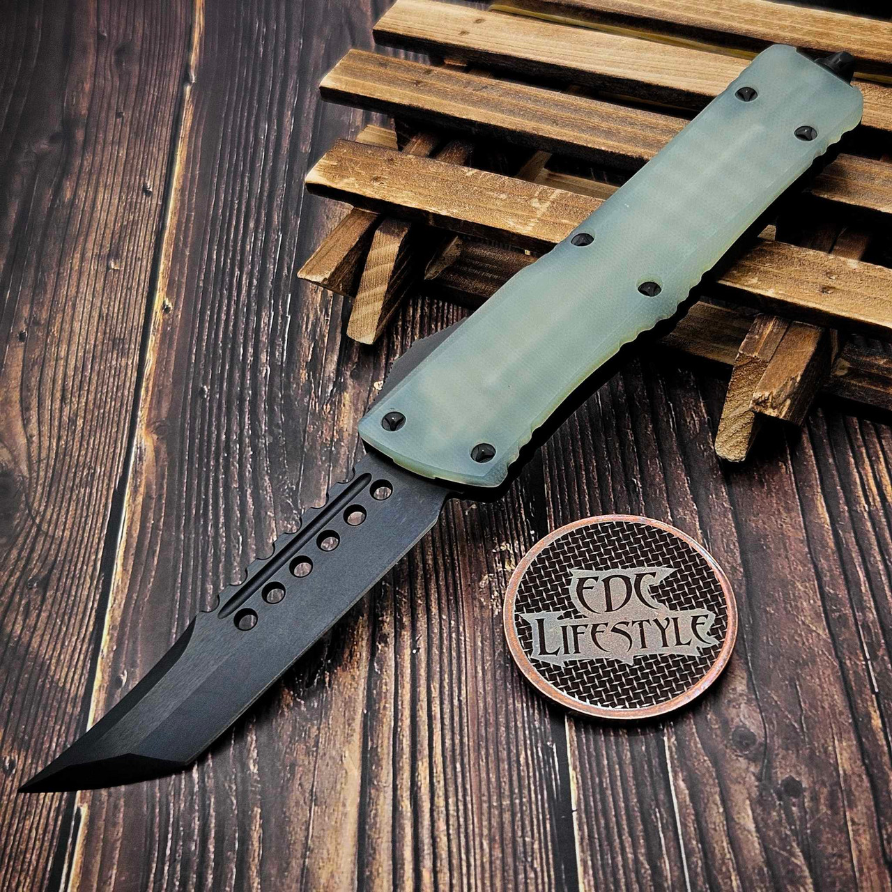 Microtech Combat Troodon 219-1DLCTGTJGSH Hellhound Shadow DLC Jade ...