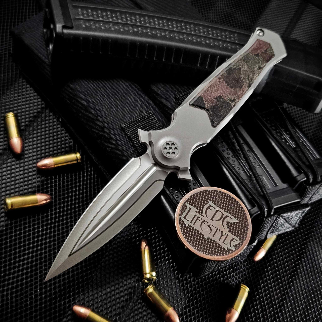 Sharp By Design Mini Arch Nemesis Etched M390 Boreal Burl Micarta