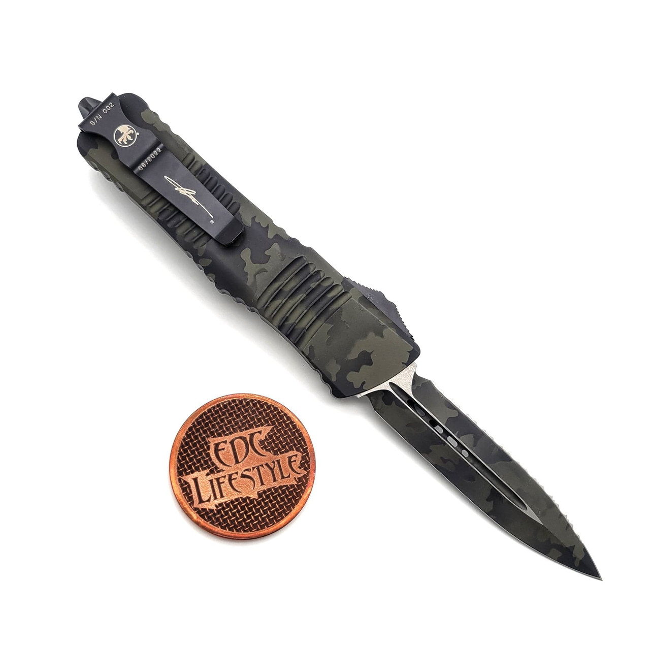 Microtech Combat Troodon 142 3ocs Double Edge Olive Camo Cerakote