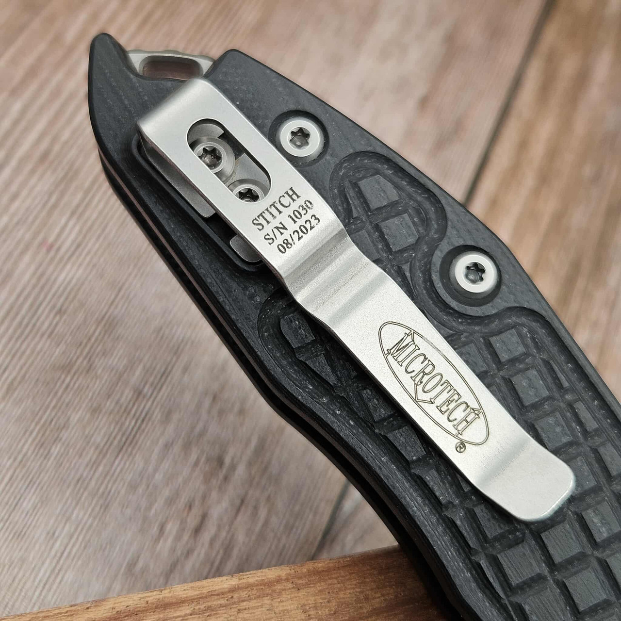 Microtech Stitch Ram-Lok 169RL-11FRGTBK Black Frag G-10 Stonewash ...