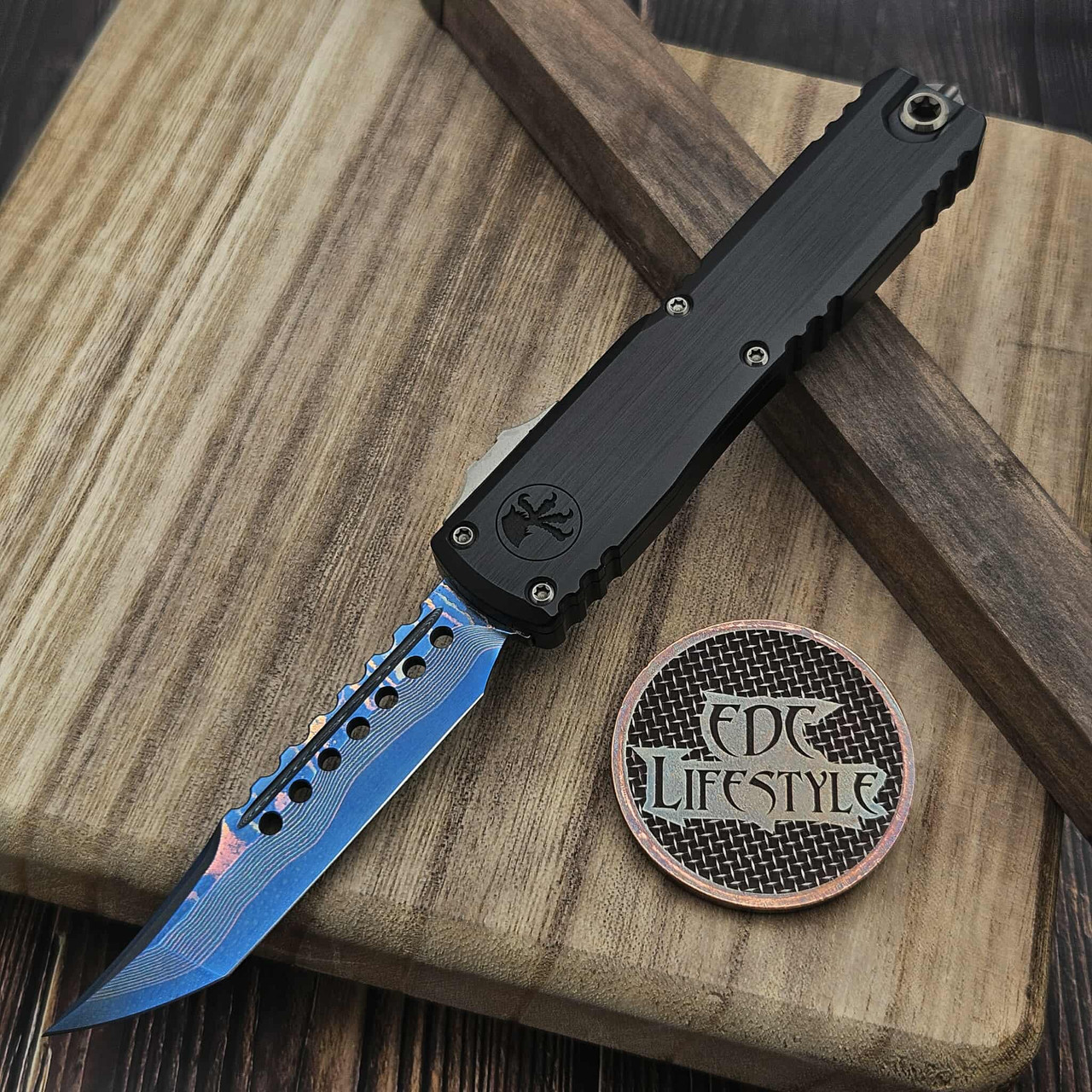 Microtech Ultratech Gen III ZBP Blued Baker Coppermai Damascus ...