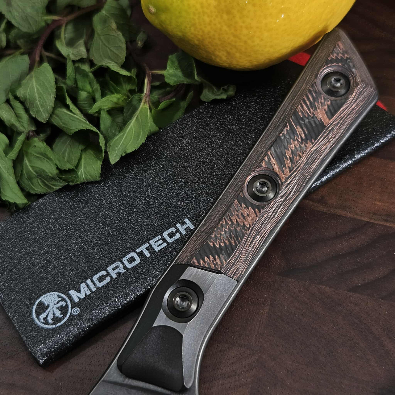 MICROTECH KNIVES 4.2" M390 SANTOKU KNIFE STONEWASH STANDARD TITANIUM ...