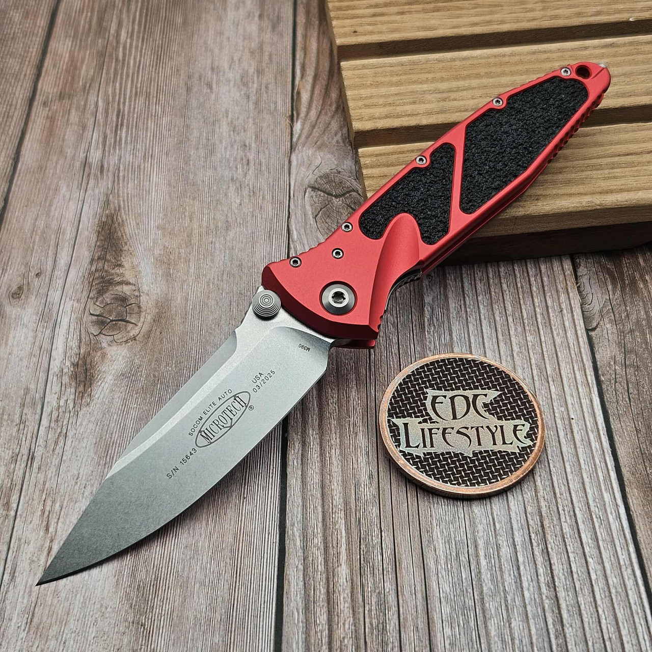 Microtech Socom Elite S/E Manual Red Stonewash Standard160-10RD S/N ...