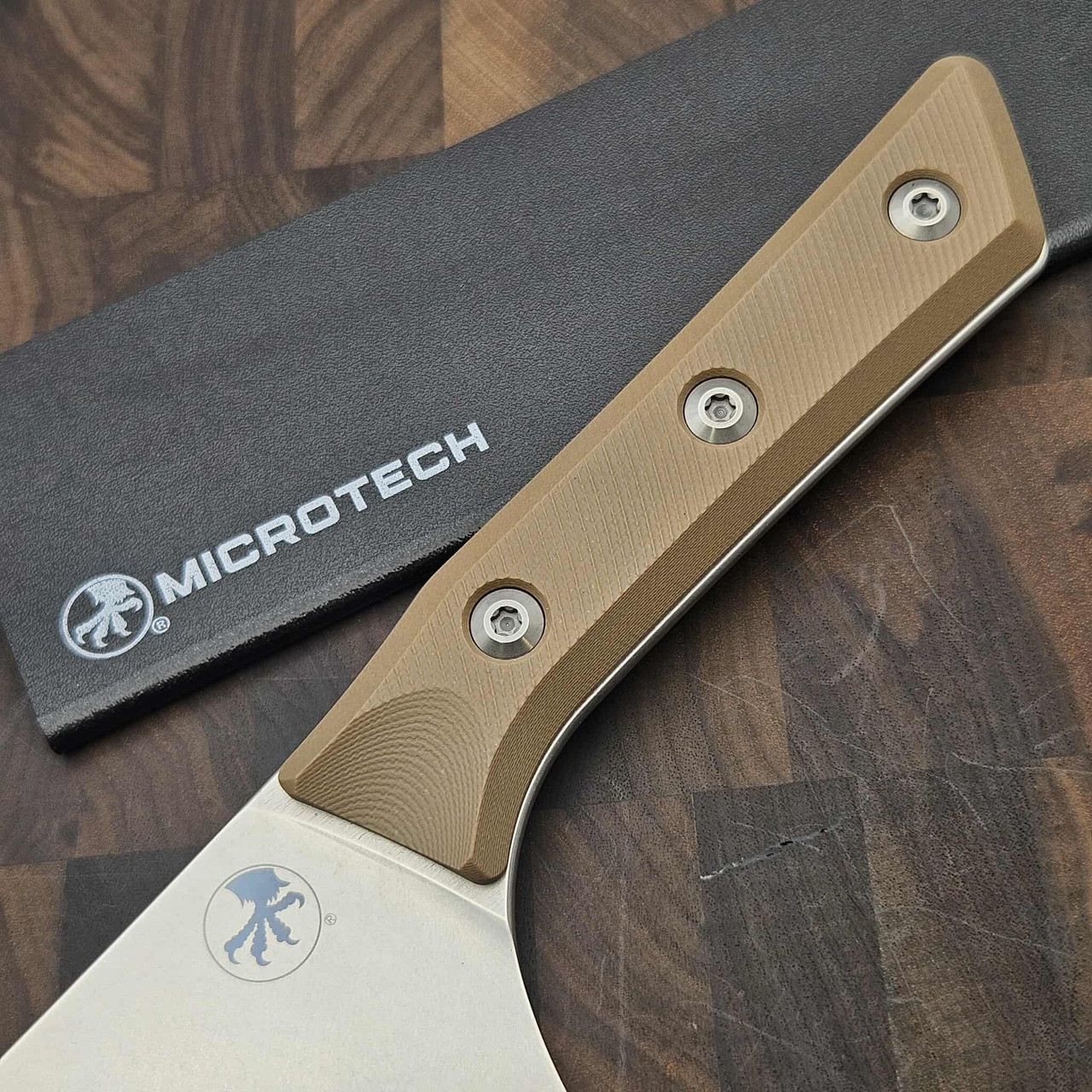 MICROTECH KNIVES 8" M390 CHEF KNIFE STONEWASH STANDARD COYOTE TAN G-10 ...