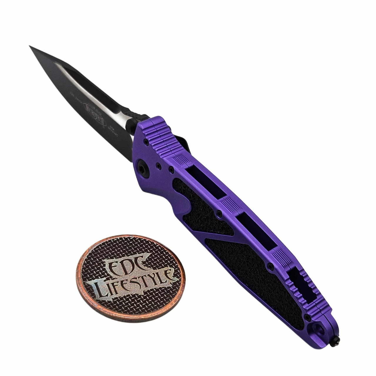 Microtech Socom Elite Manual 160-1PU Purple Single Edge Black Standard