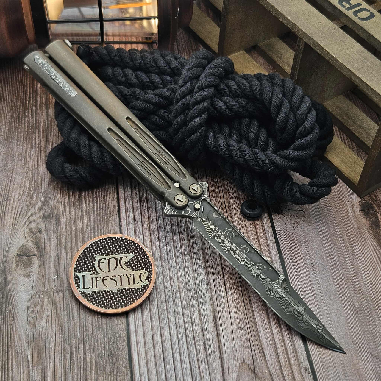 Marfione Tachyon III Chad Nichols Core Damascus Bronzed Apocalyptic Ti ...