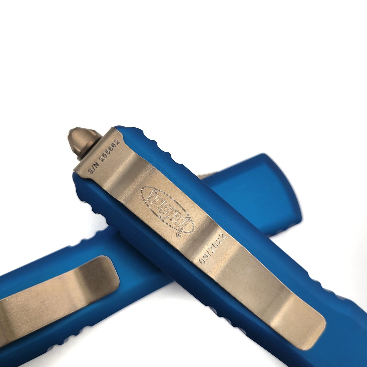 Microtech Ultratech 121-13BL Blue Single Edge Bronzed Standard