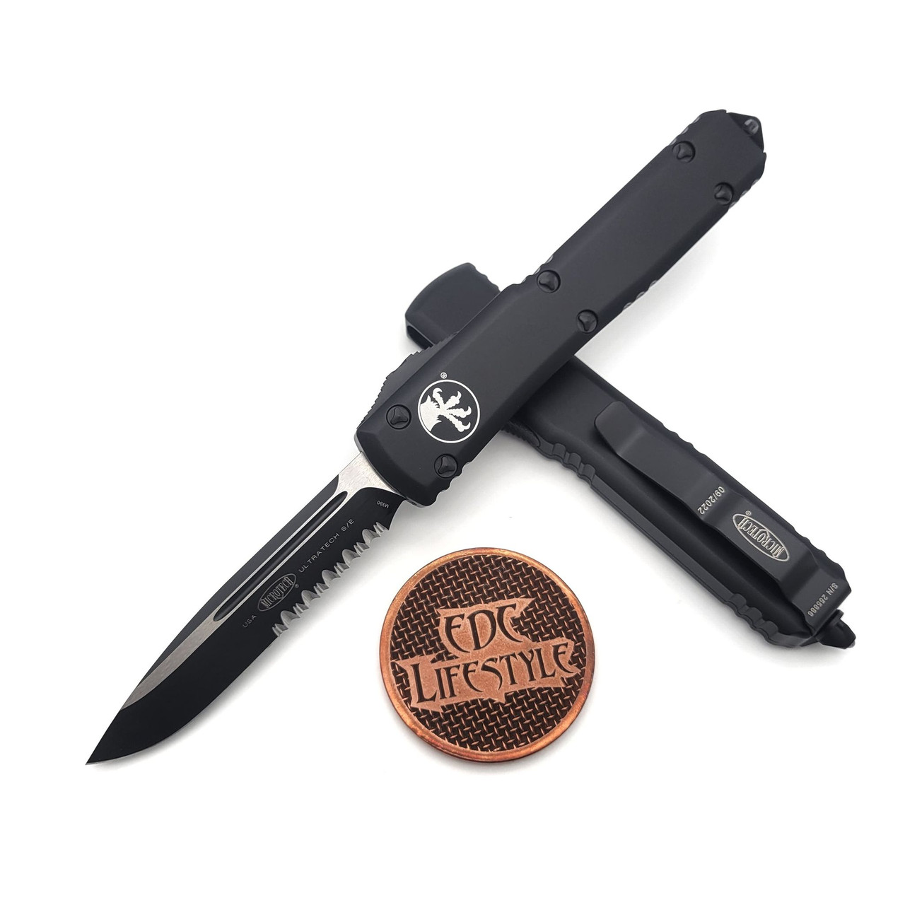 Microtech Ultratech 121-2T Tactical Single Edge Partial Serrated Black ...