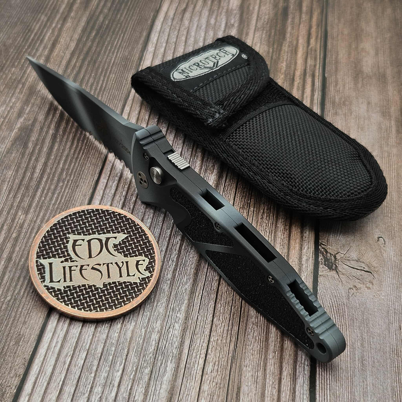 Microtech Mini-Socom Elite Auto Clip Point Urban Camo Partial Serrated ...