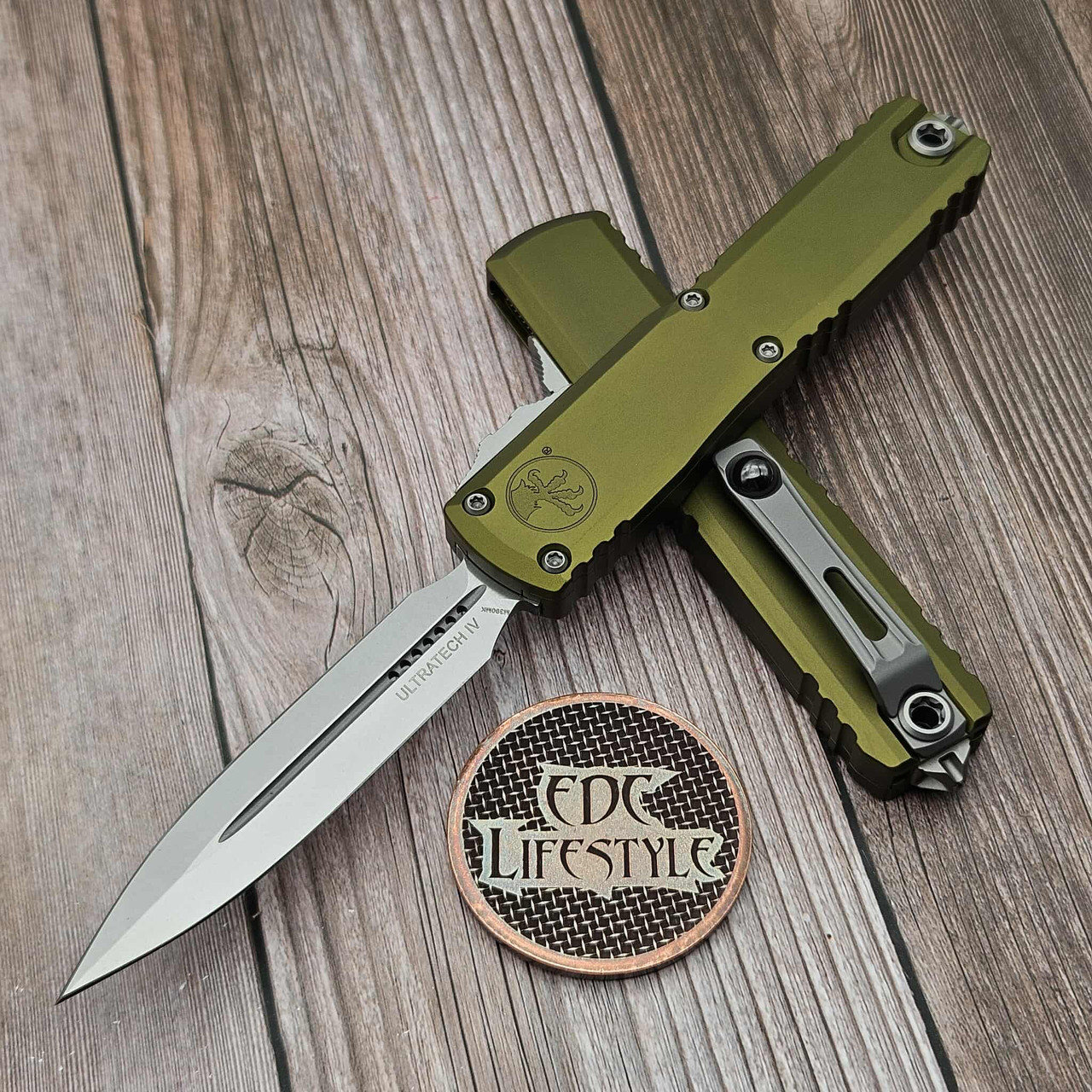 Microtech Ultratech Gen IV OD Green D/E 3.55" M390MK Stonewash 11224-10OD