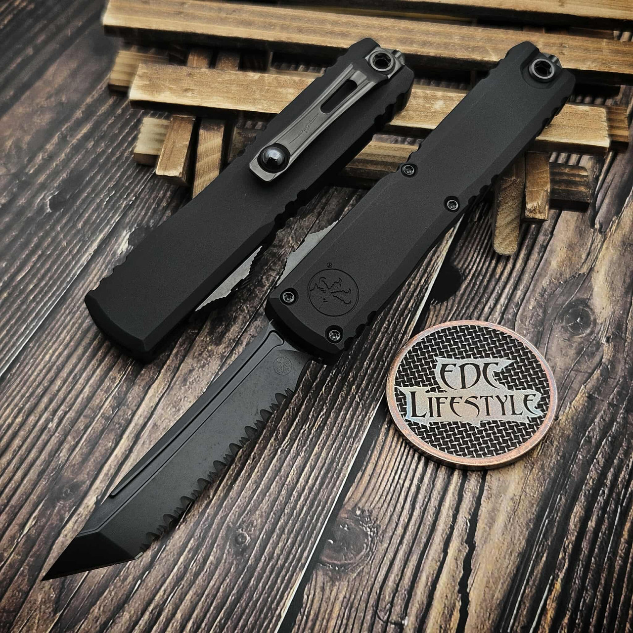 Microtech Ultratech Gen III ZBP Shadow DLC T/E Full Serrated 3.5 ...