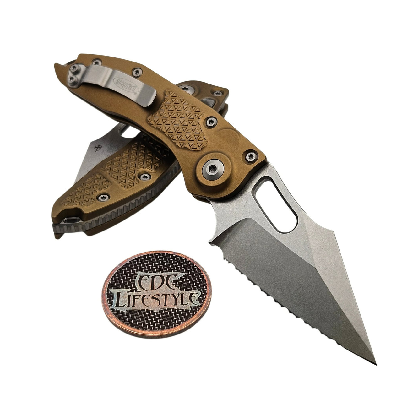 Microtech Borka Auto Stitch 169-12TA Tan Full Serrated Stonewash Standard