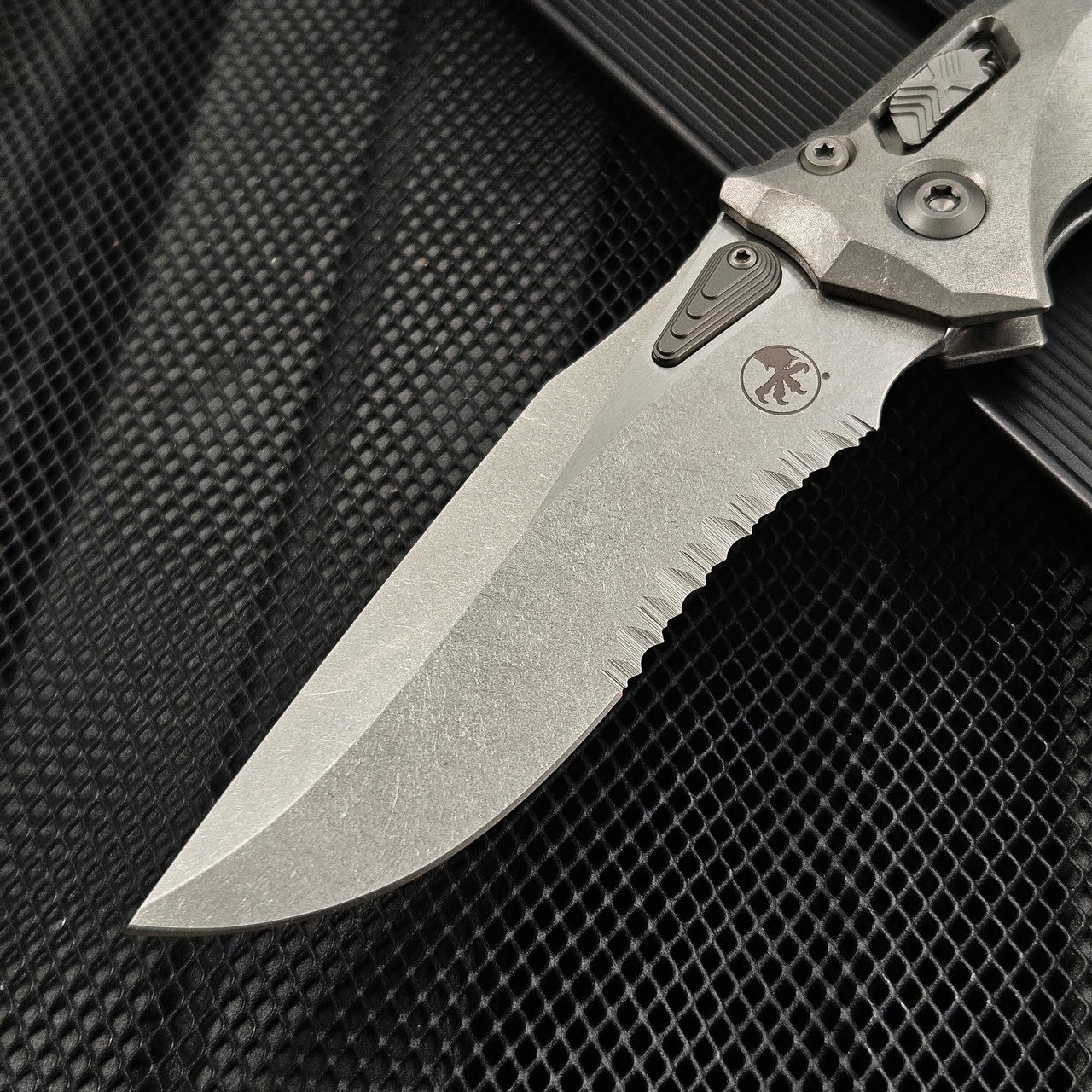 Microtech Amphibian Ram-Lok 137RL-11FRMS2 Titanium Frag Stonewash ...