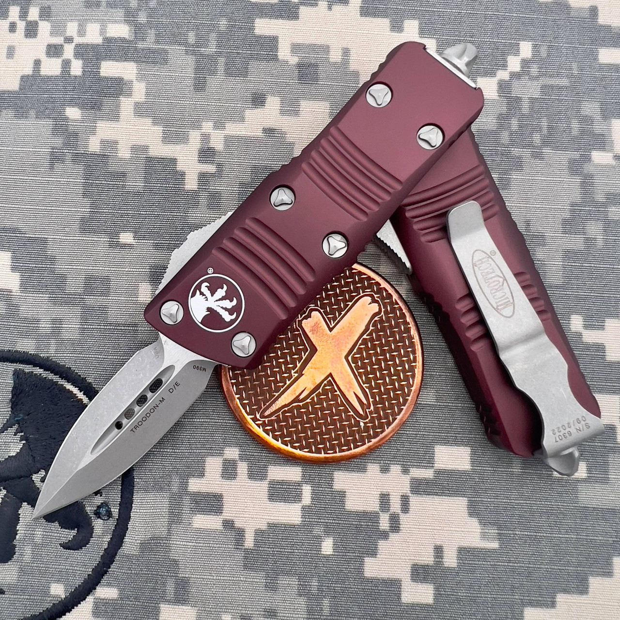 Microtech Troodon Mini 238 10apmr Merlot Apocalyptic Double Edge
