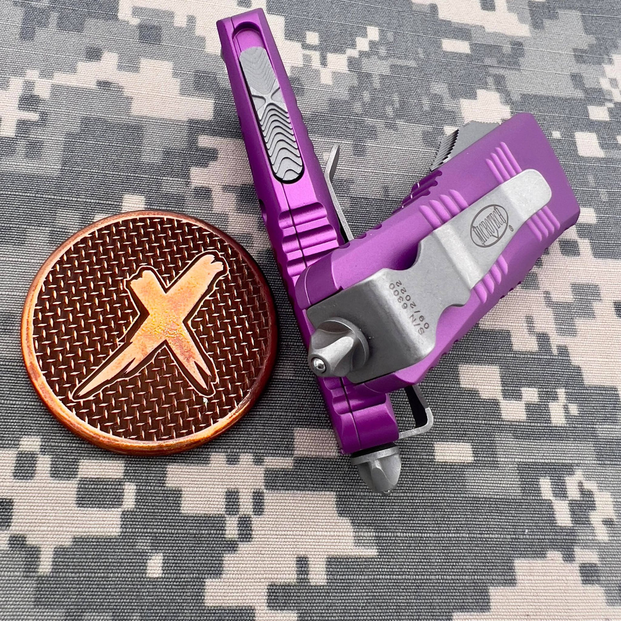 Microtech Troodon Mini 238-10APVI Violet Apocalyptic Double Edge