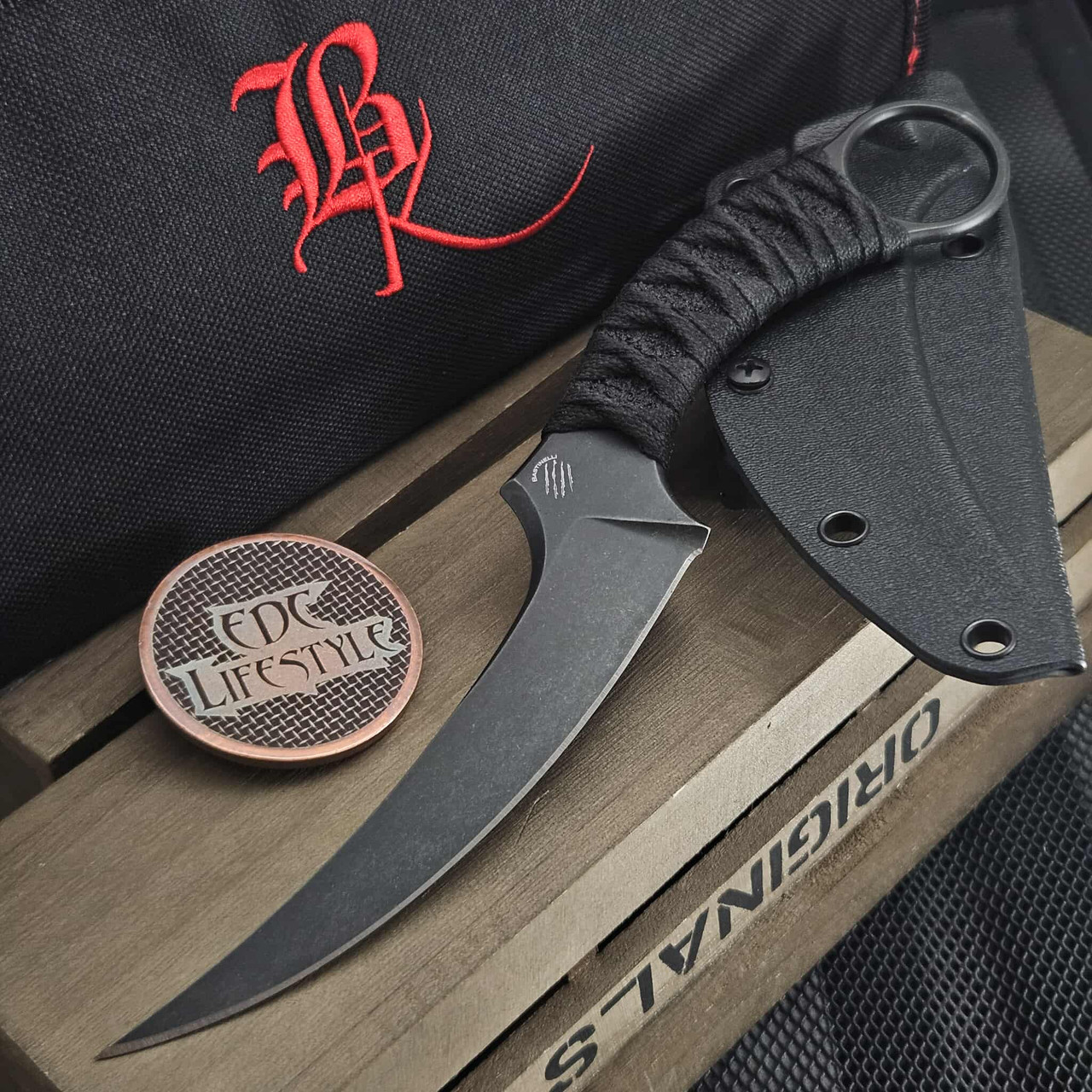 Bastinelli Knives Mako Fixed Blade Tsuka Wrap Dark Stonewash